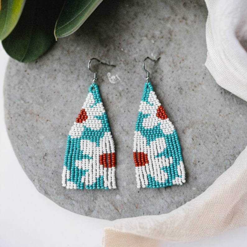 PDF Pattern Beaded Daisy Flower Bead Fringe Earrings, Seed Beads Floral ...