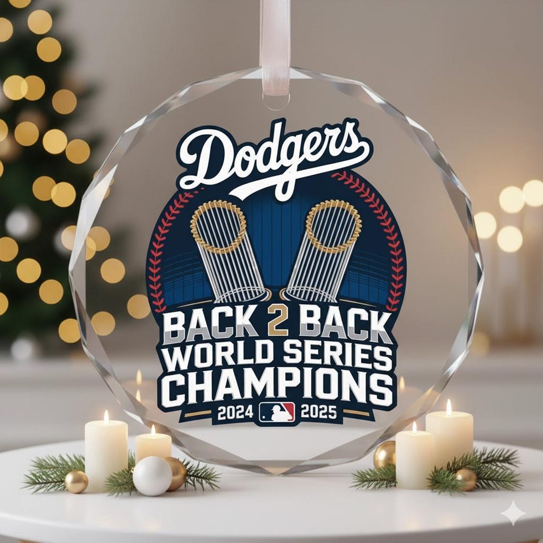 Los Angeles Dodgers 2025 Ornament, World Series Champs Baseball Holiday ...