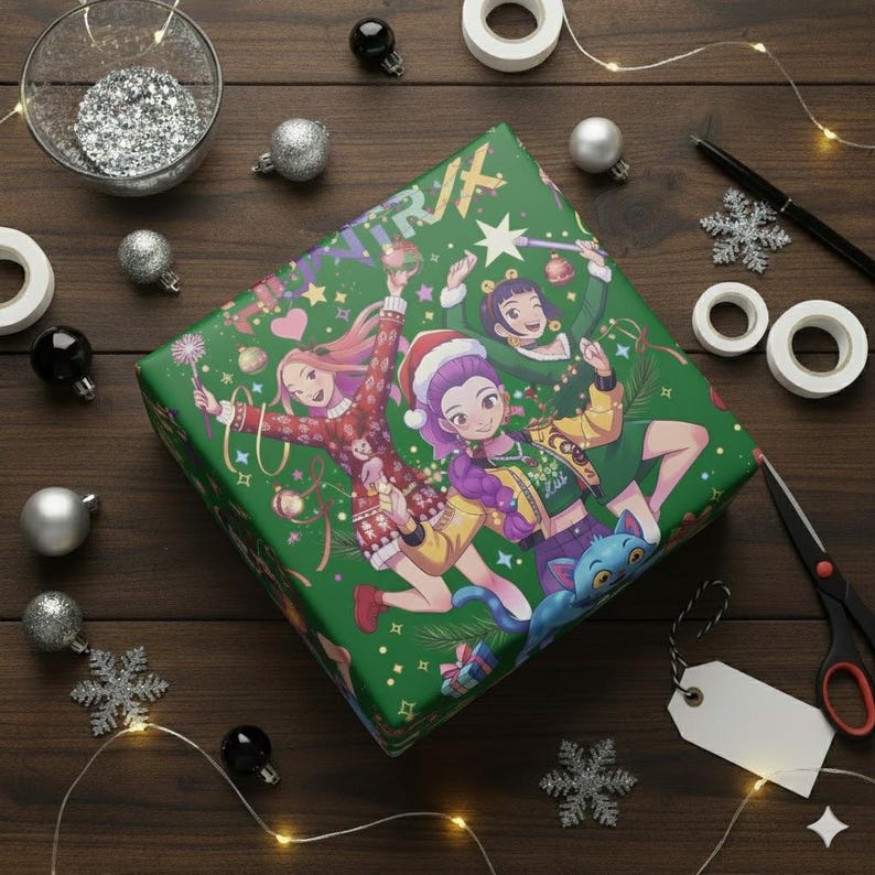 Huntrix K-pop Demon Hunters Christmas Wrapping Paper, Funny Anime ...