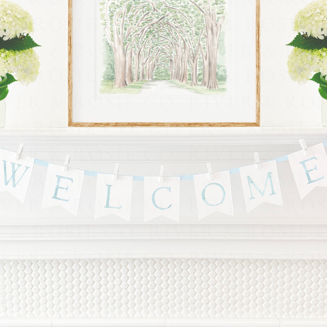 Small Watercolor Alphabet Banner, 3x4, Printable Shower Banner ...