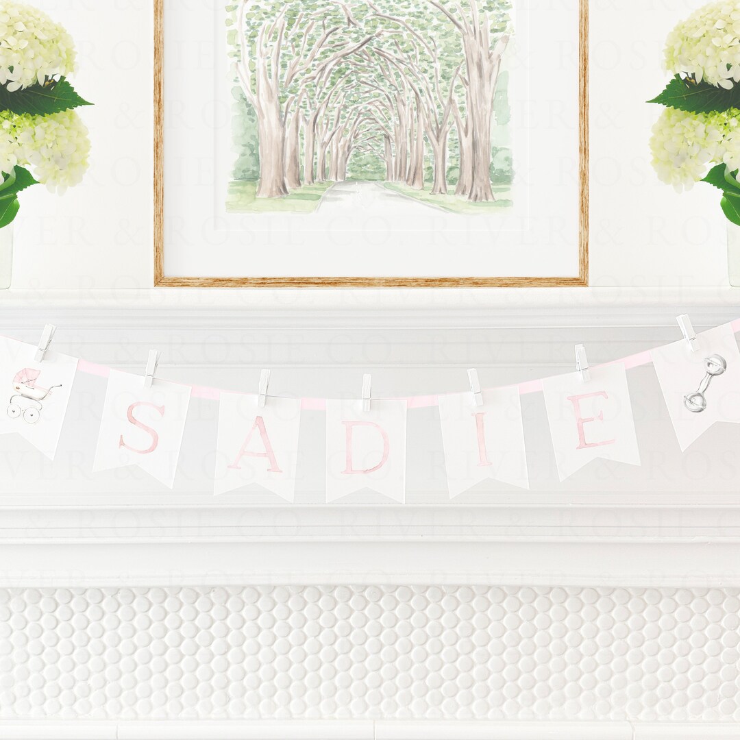 Watercolor Alphabet Banner Printable Shower Banner Watercolor Letters ...