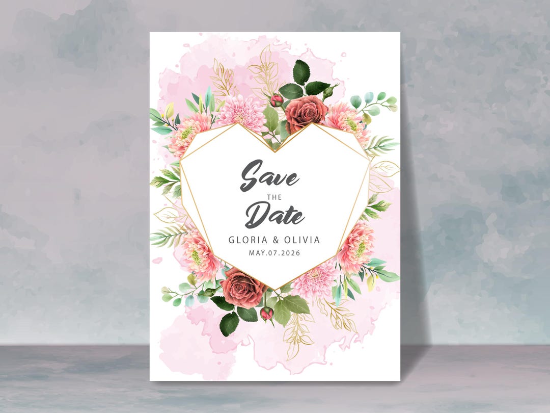 Flowers Invitation SVG Template, Floral Invitation Wending Card, Floral ...