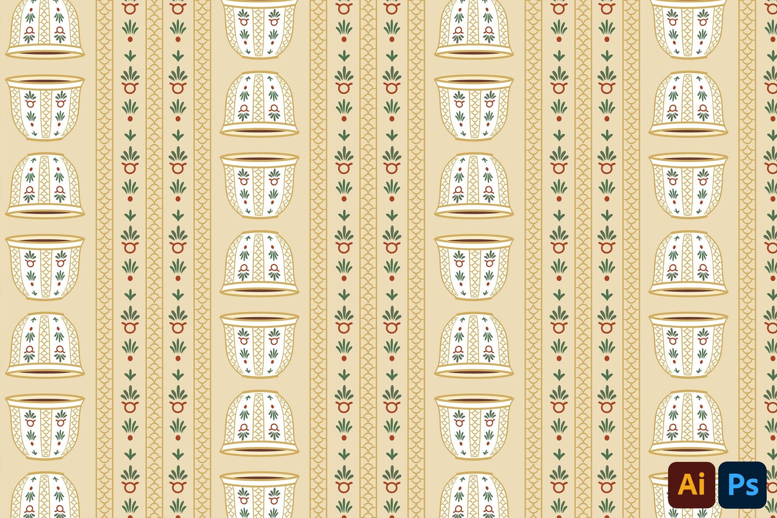 Traditional Arab Coffee Cup Pattern - Etsy