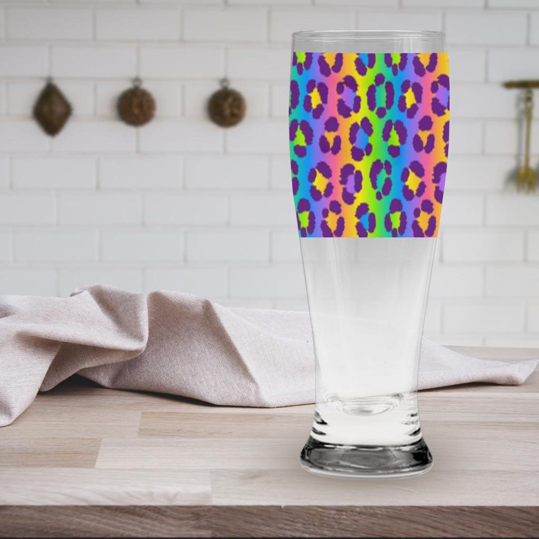 Rainbow Cheetah Pilsner Glass 15 Oz. - Etsy