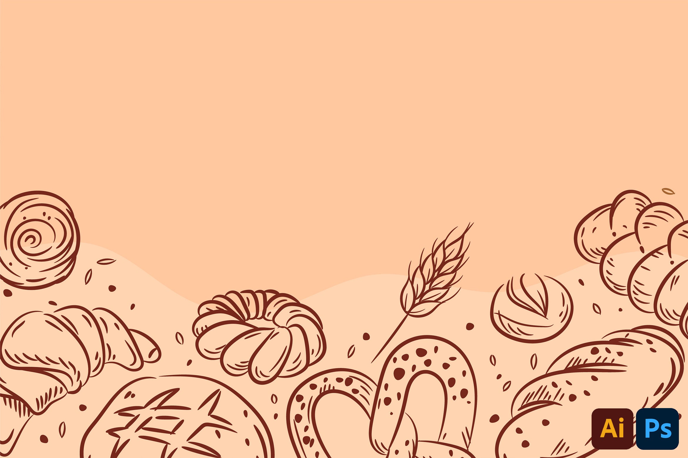 Bakery Hand-drawn Stroke Background - Etsy
