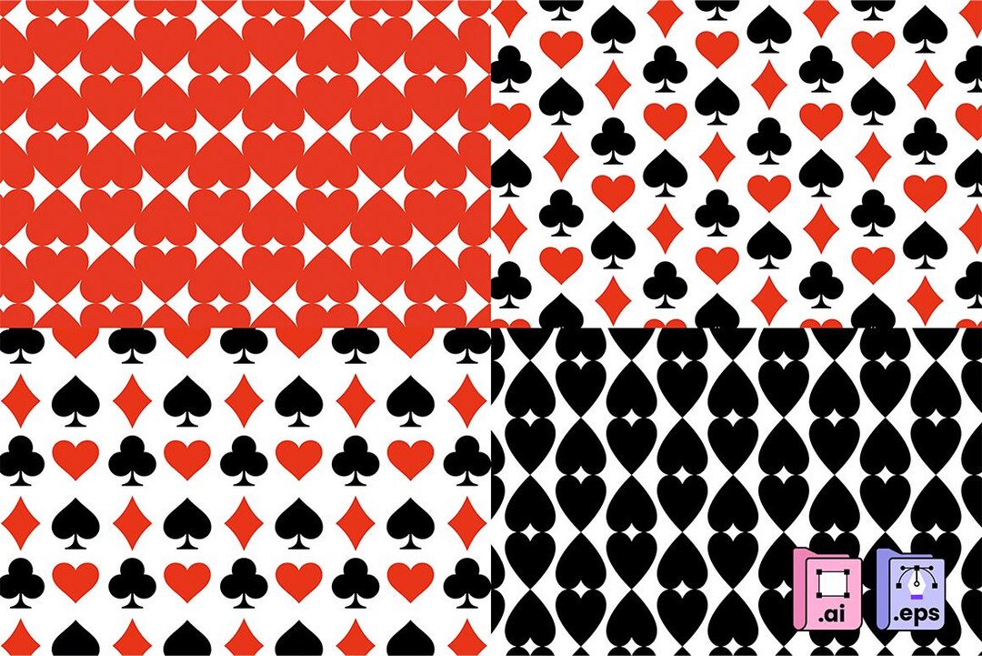 4 Playing Card Suits Patterns - Etsy