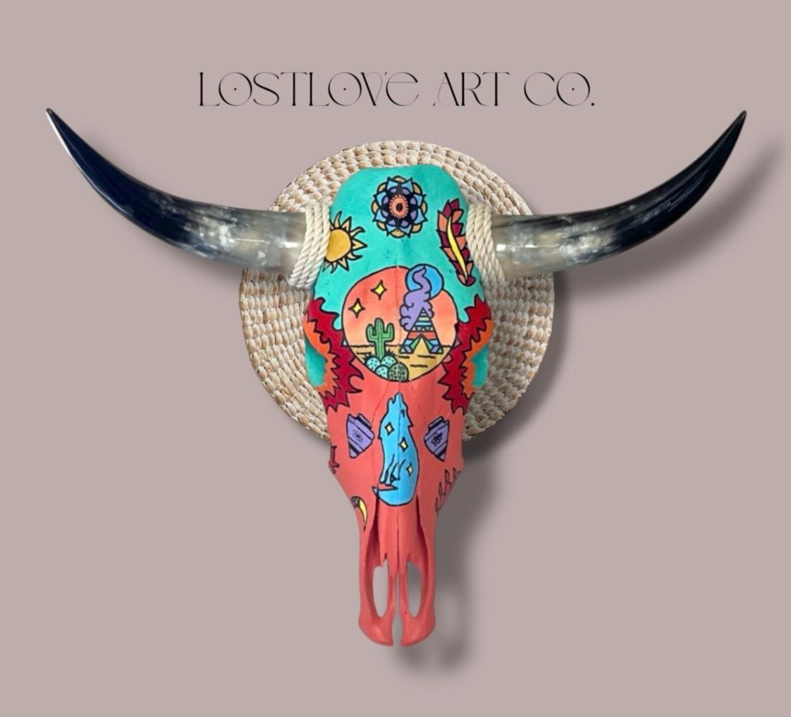 Hand Painted Cow Skull | Wall Art | Home Decor | Taxidermy | Decorated ...