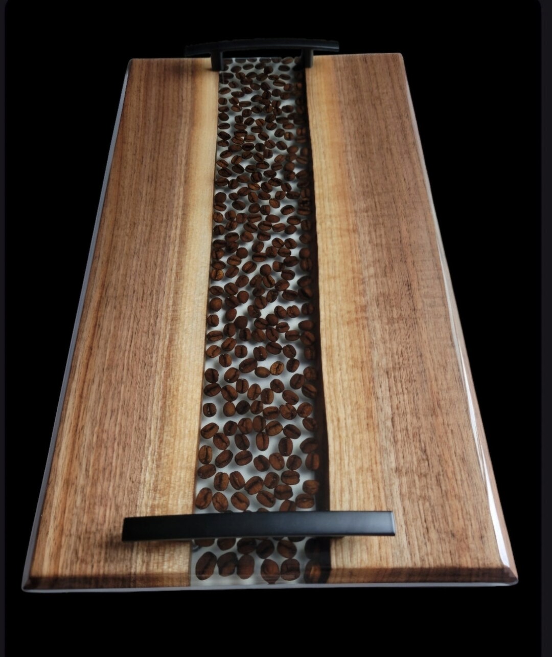 Black Walnut Wood Coffee Bean Epoxy Charcuterie Board Serving Tray ...