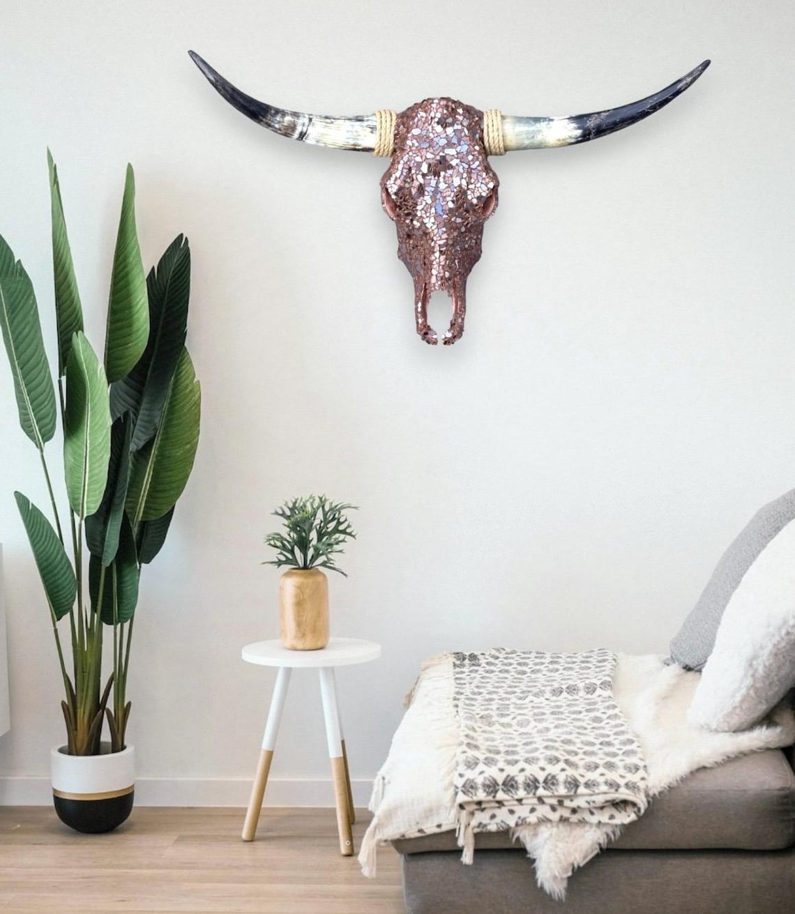 Rose Gold Cow Steer Skull | Wall Art | Country Farmhouse Shabby Chic ...