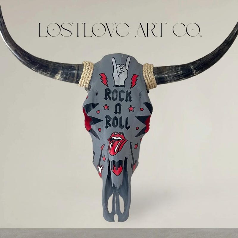 Painted Cow on Rock - Etsy