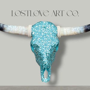 Turquoise Cow Skull Wall Art: Rustic Farmhouse Decor Western Cowgirl - Etsy