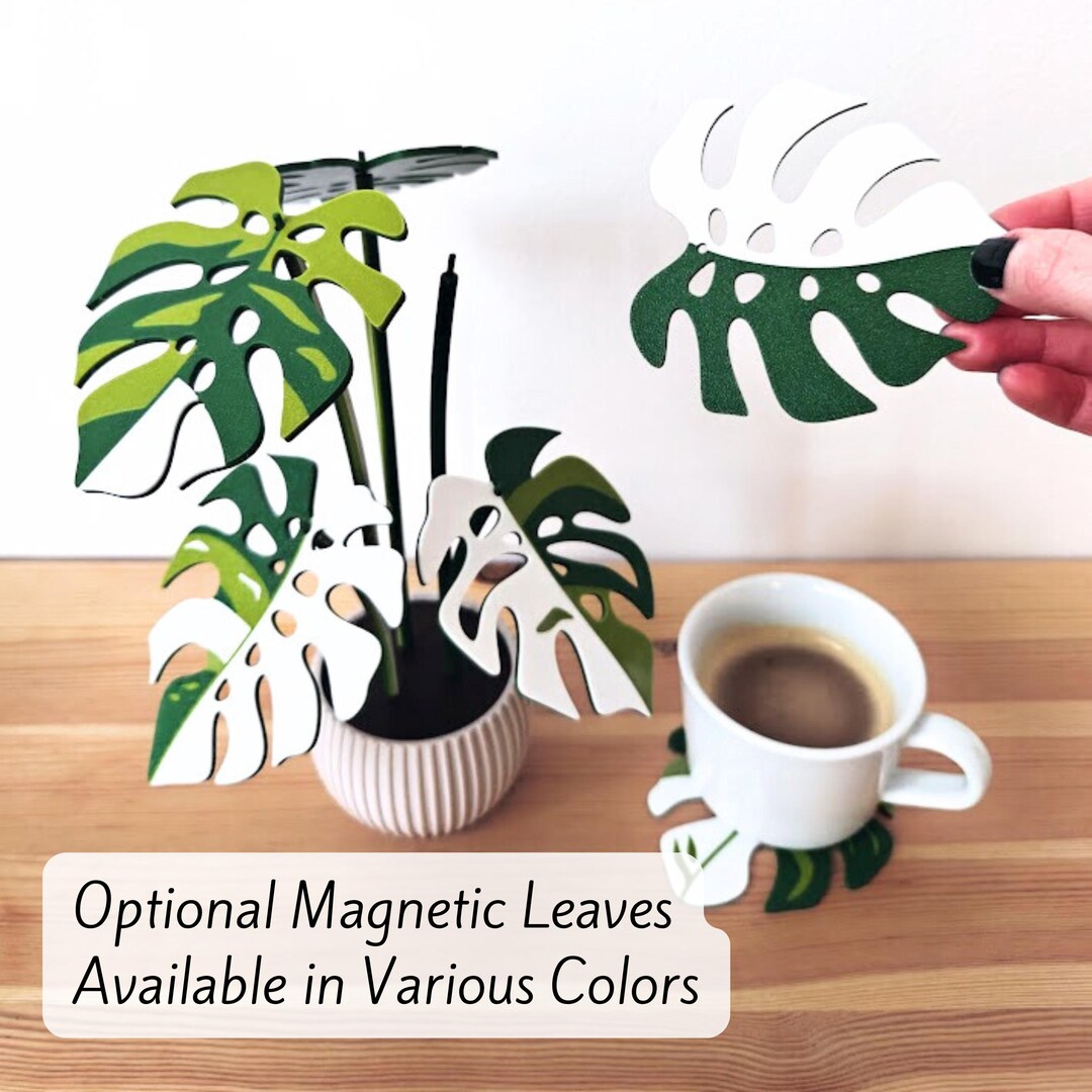 Monstera Coaster Set, MAGNETIC Leaves With Inner Fenestrations, Coaster ...