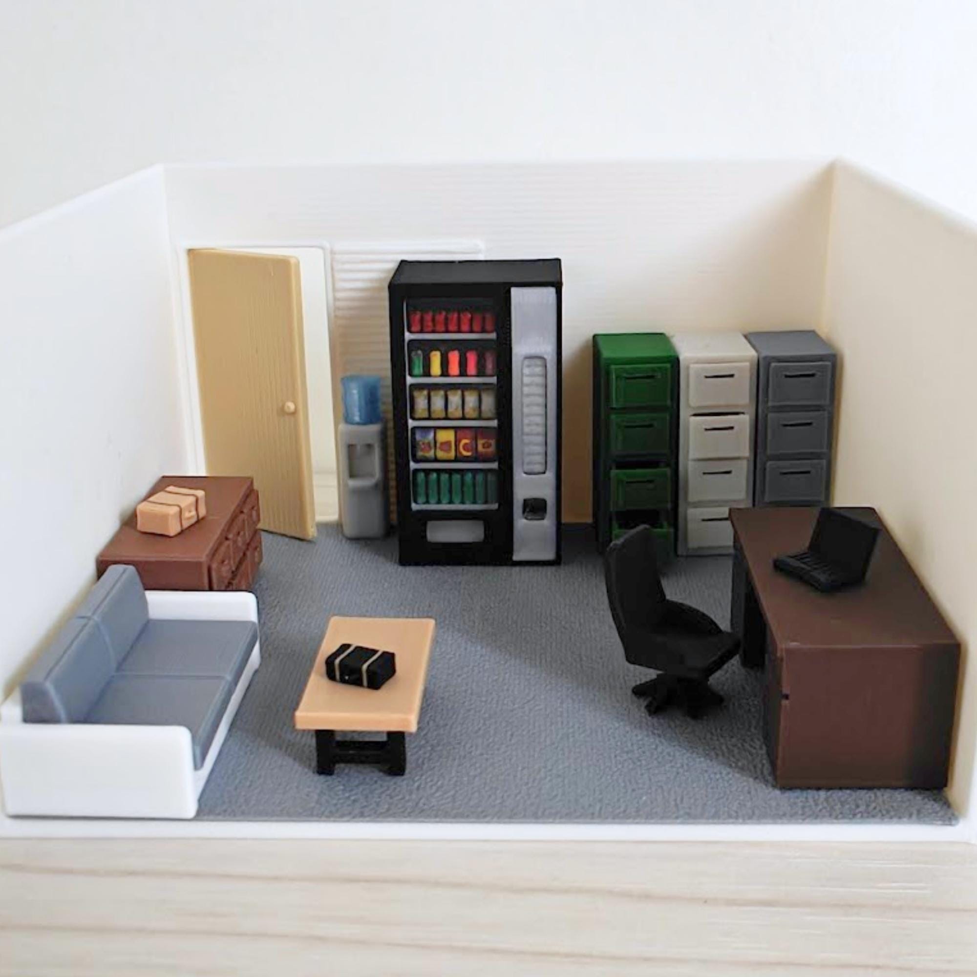 Miniature Office Furniture Set, 1/64 Scale Diorama Accessories for Mini ...