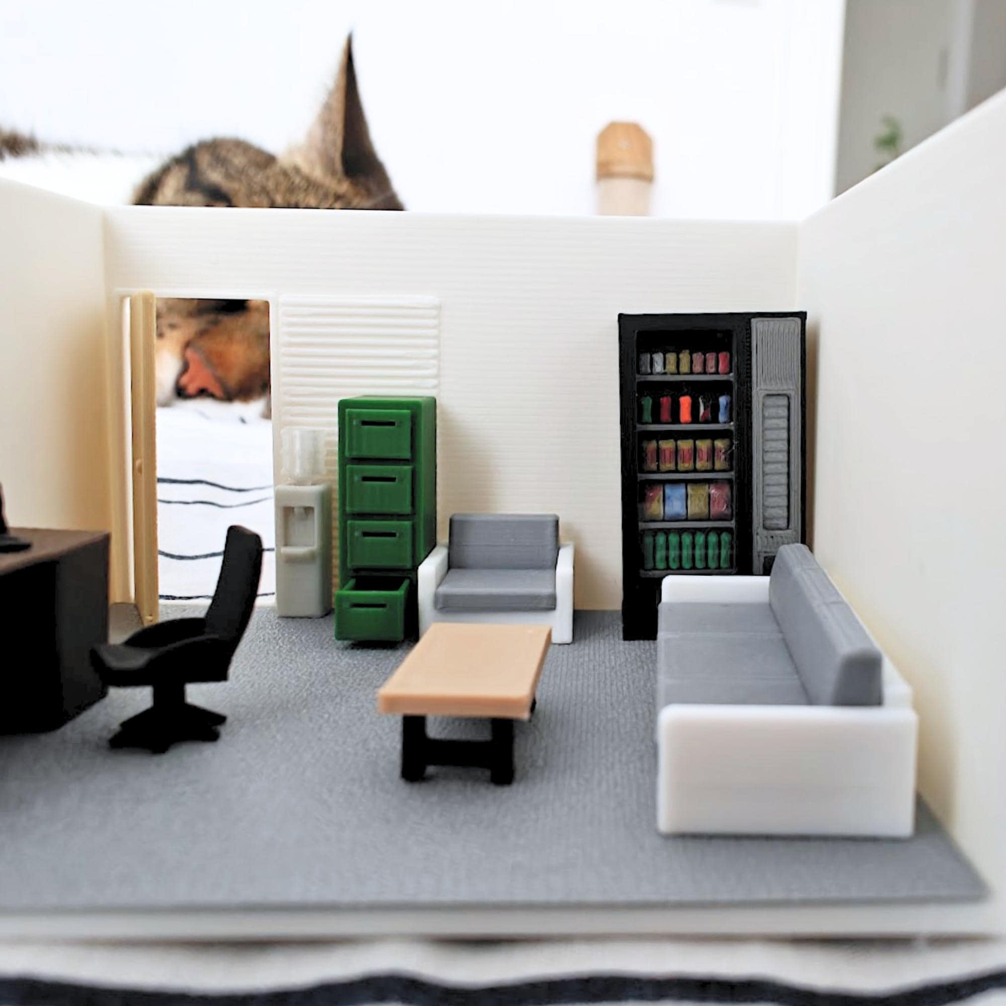 Miniature Office Furniture Set, 1/64 Scale Diorama Accessories for Mini ...