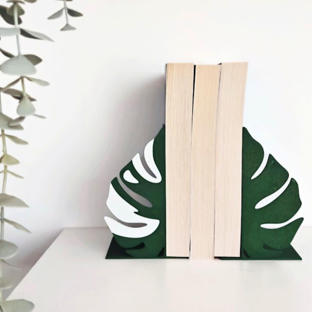 Monstera Bookends, Gift for Book Lovers, Monstera Deliciosa, Monstera ...