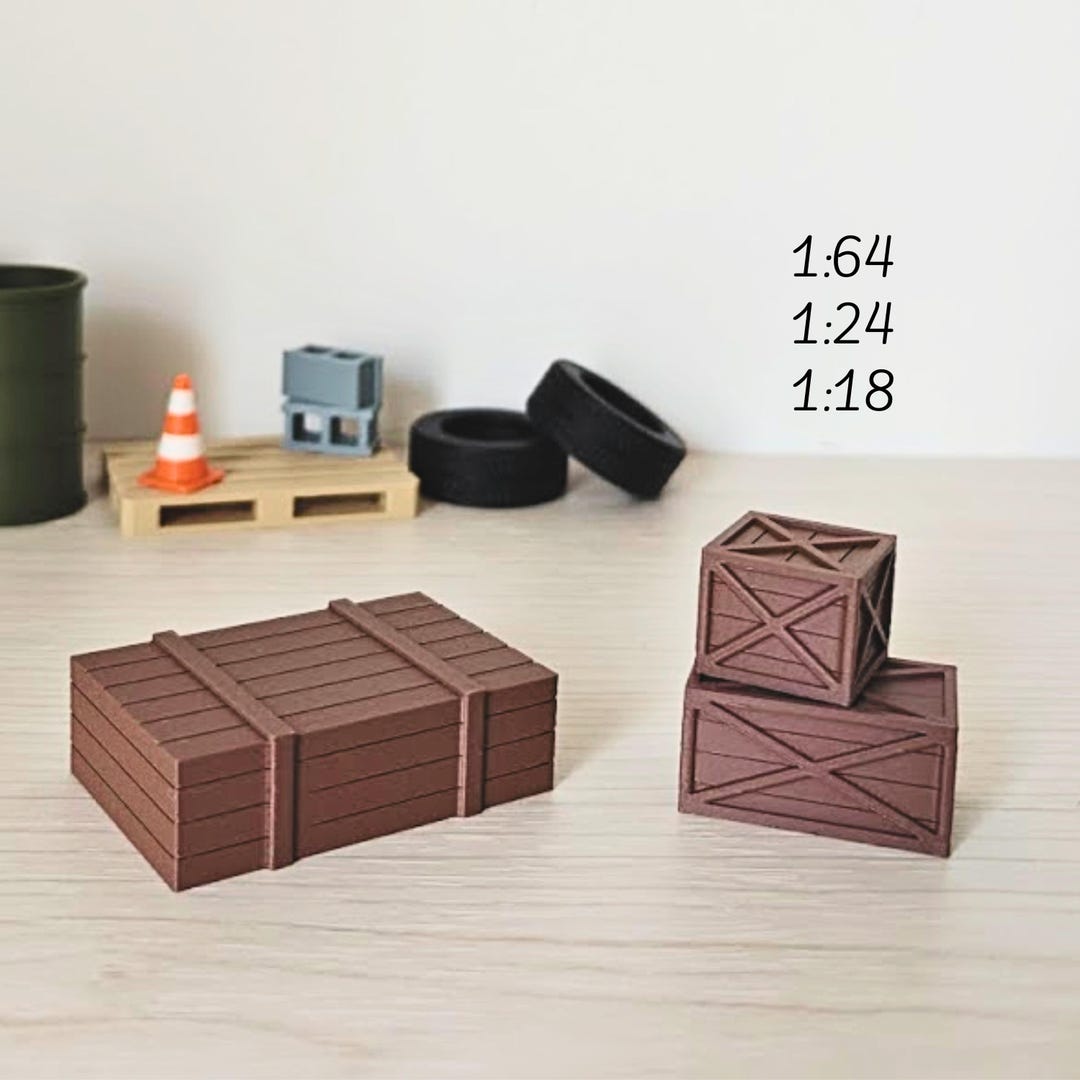 Miniature Crates in 1/64, 1/24, 1/18 Scale Diorama Accessories for Mini ...