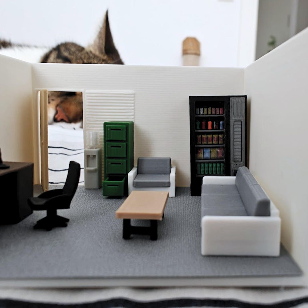 Miniature Office Furniture Set, 1/64 Scale Diorama Accessories for Mini ...