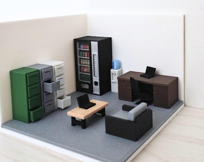 Miniature Office Furniture Set, 1/64 Scale Diorama Accessories for Mini ...