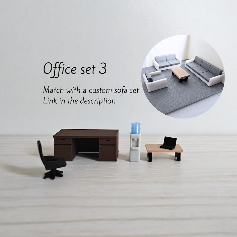 Miniature Office Furniture Set, 1/64 Scale Diorama Accessories for Mini ...