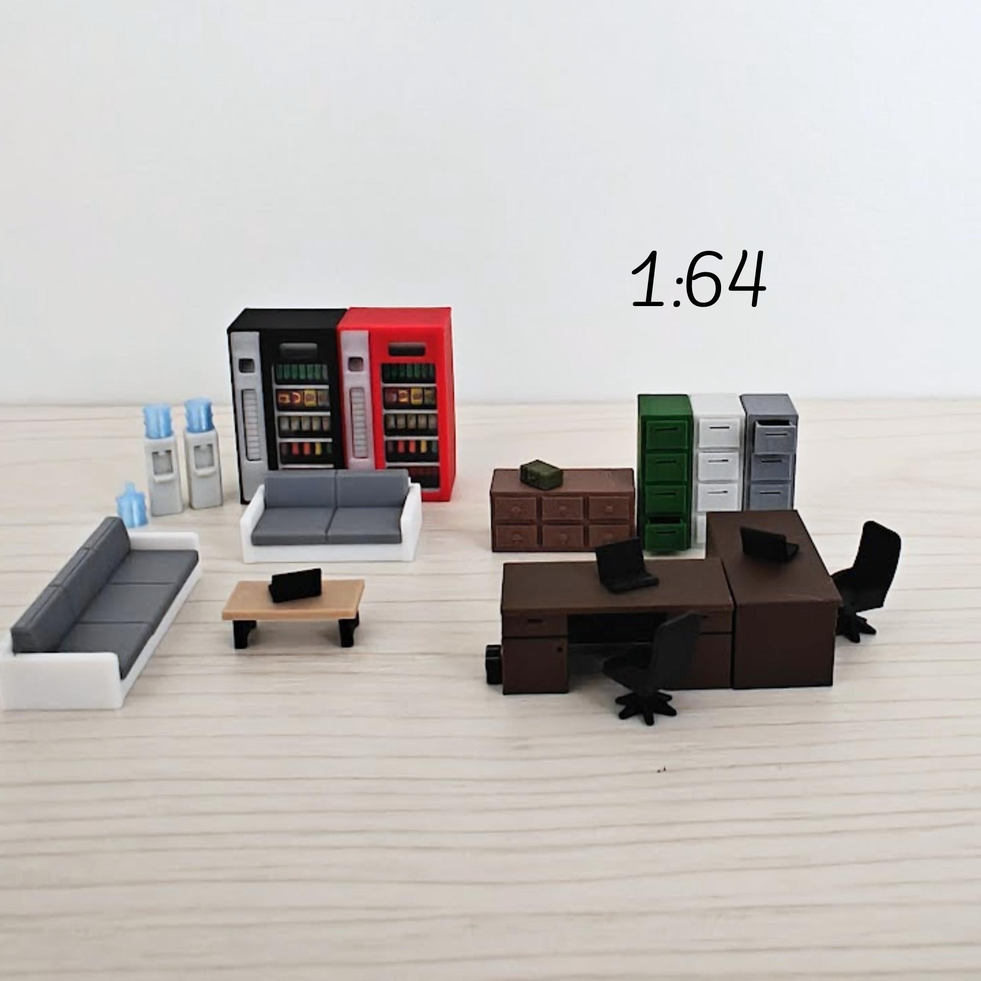 Miniature Office Furniture Set, 1/64 Scale Diorama Accessories for Mini ...