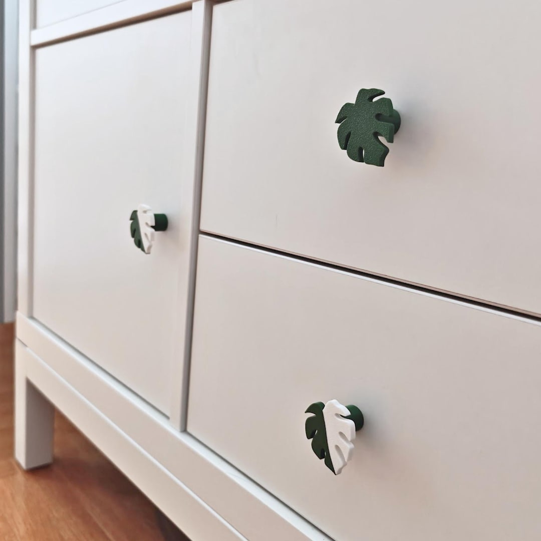 Monstera Knobs for Door or Drawer, Variegated Leaf Handle, Cabinet Pull ...