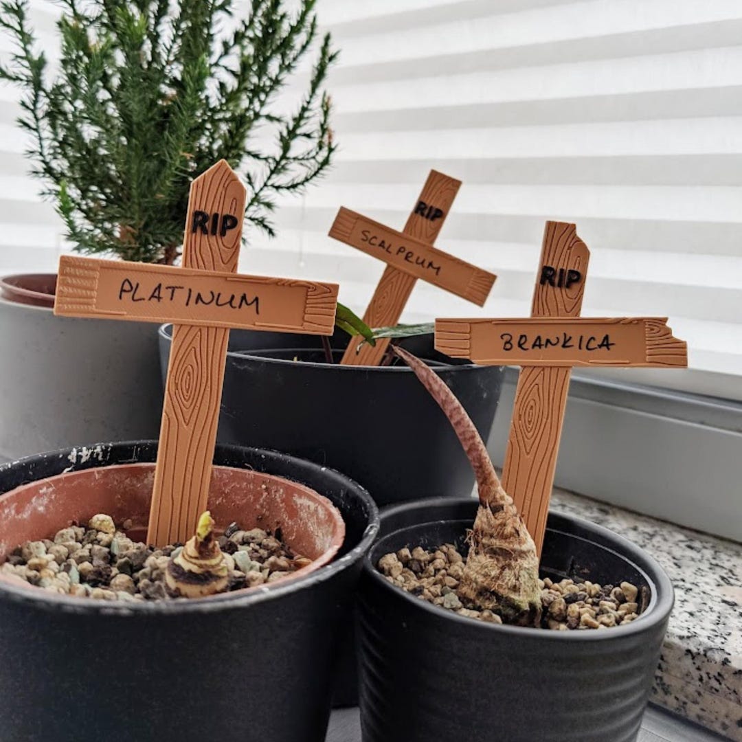 RIP Plant Markers, Set of 3 Graveyard Style Labels, Funny Halloween ...