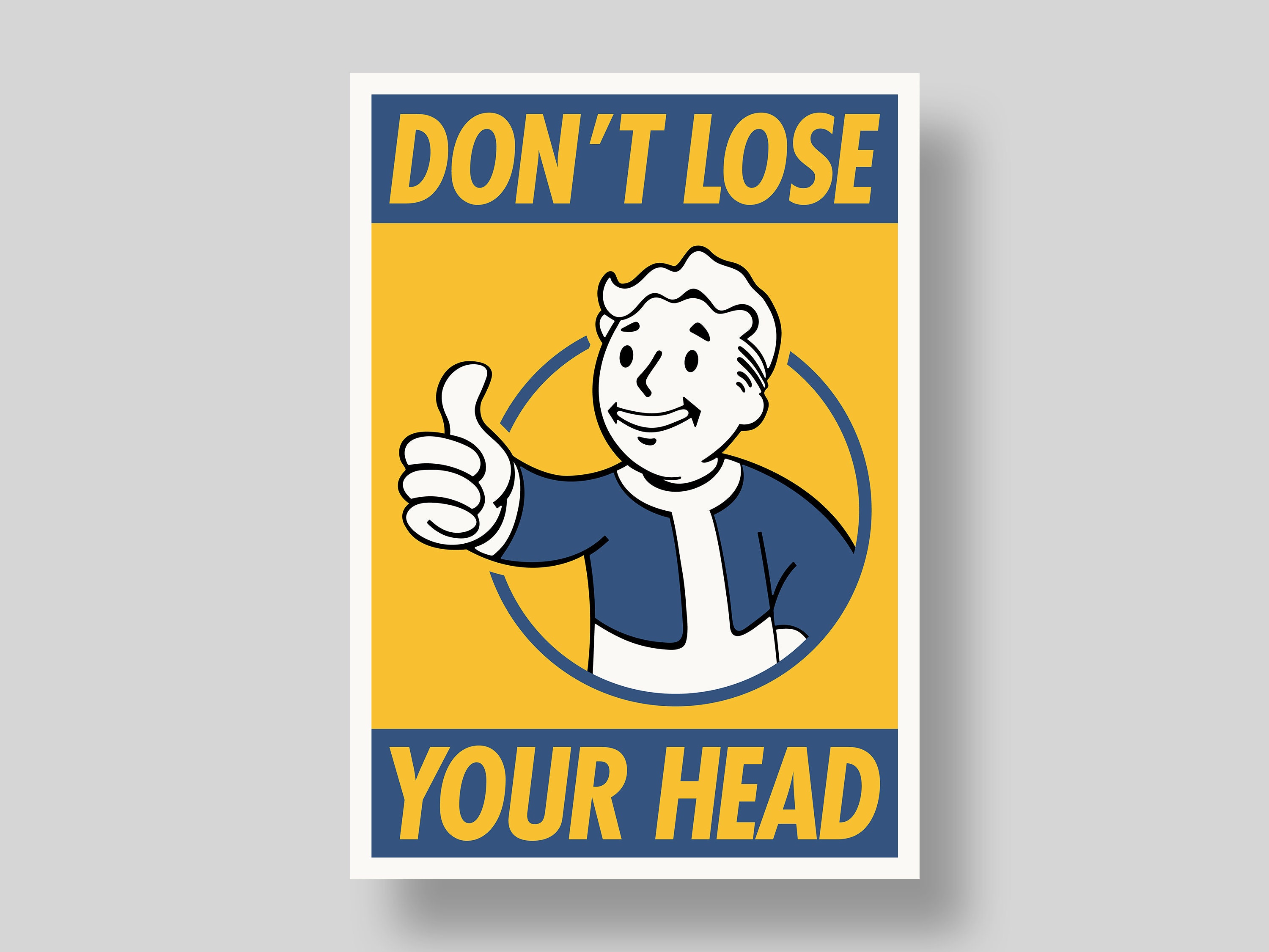 Fallout Poster, Don't Lose Your Head, Gamer Art Print, Vintage Style ...