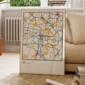 Raleigh NC City Map Poster, Modern Raleigh Wall Art, Colorful Street ...