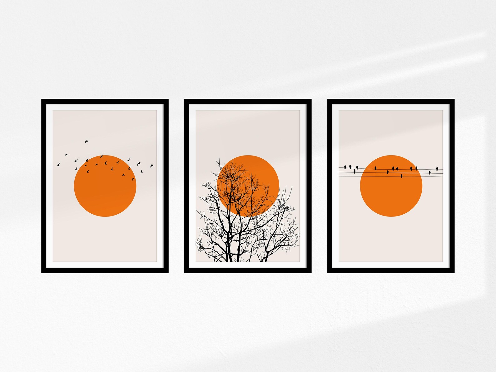 Minimalist Sunset Poster, Set of 3 Prints, Neutral Wall Art, Abstract ...