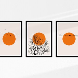 Minimalist Sunset Poster, Set of 3 Prints, Neutral Wall Art, Abstract ...