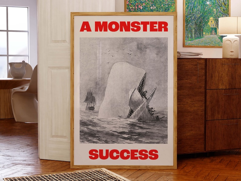Moby Dick Art Print: Vintage Whale Illustration, Nautical Decor ...