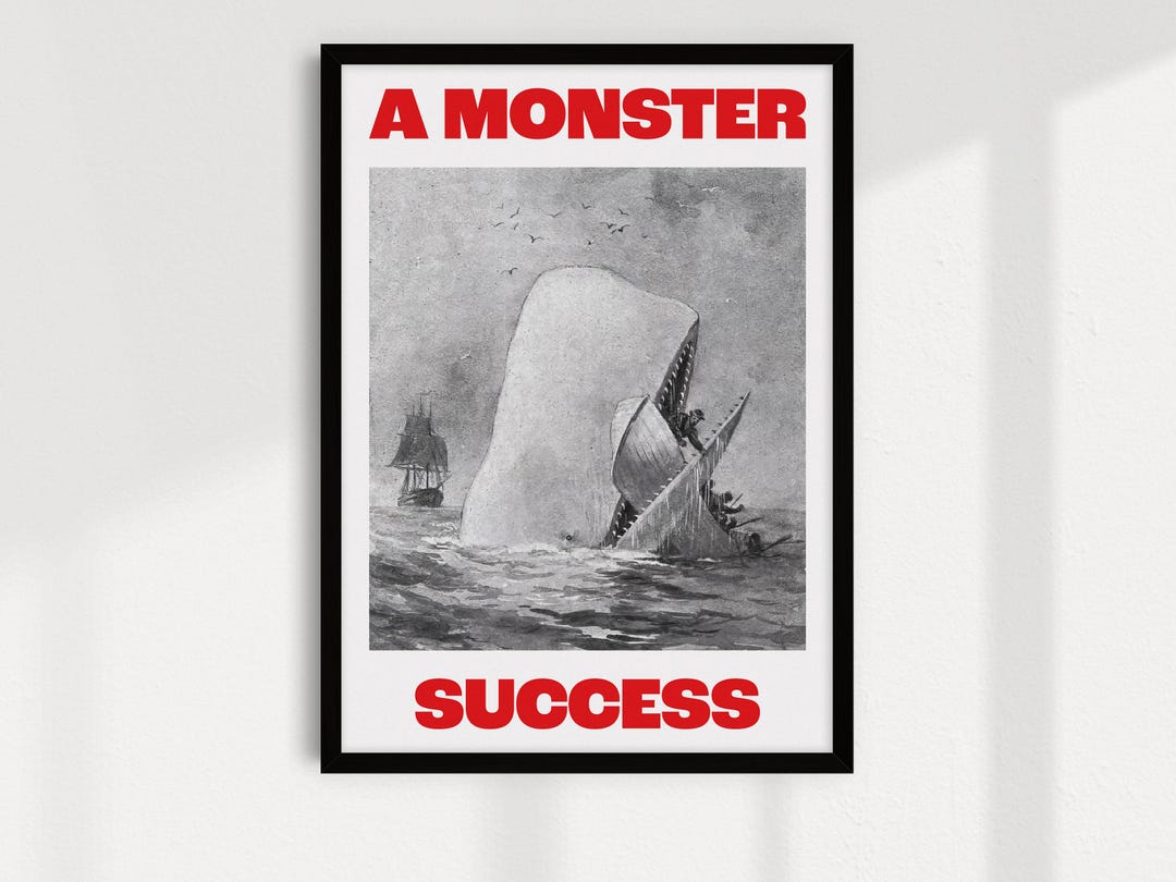 A Monster Success, Moby Dick Art Print, Literary Whale Illustration ...