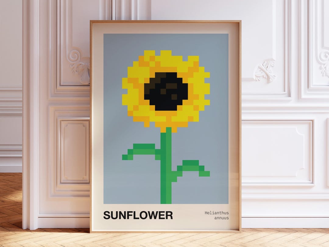 Pixel Sunflower Art Print: Retro 8-bit Flower Home Decor (digital ...