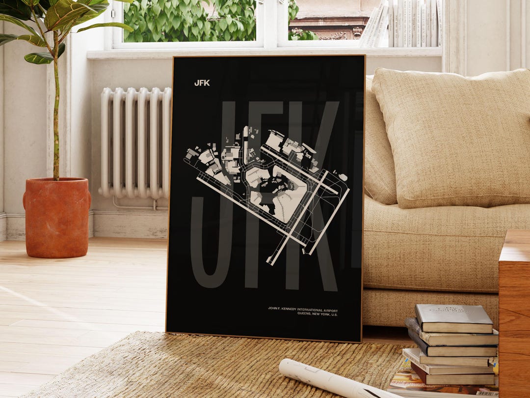 JFK Airport Poster, New York Airport Map, John F. Kennedy Print ...