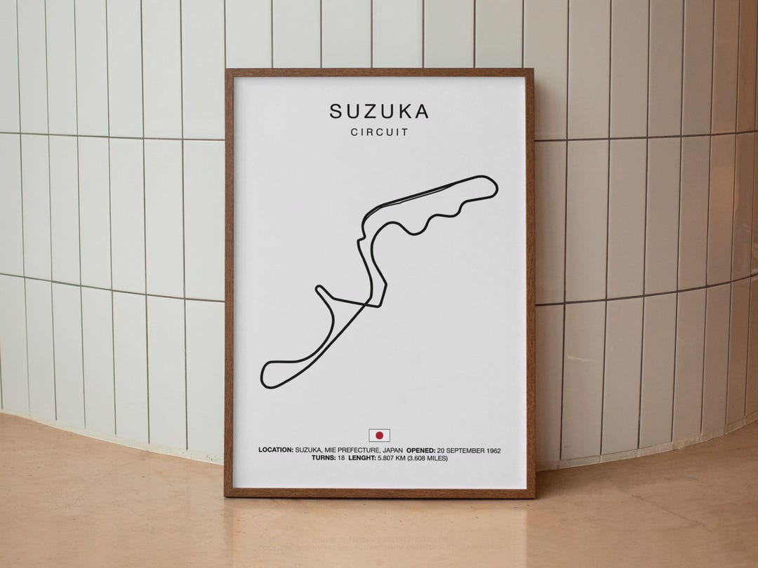 Japanese Race Track Art, Suzuka Racing Layout, Racing Circuit Poster ...