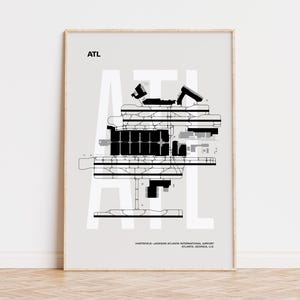 Atlanta Airport Map Art: Hartsfield Jackson Runway Blueprint (digital ...