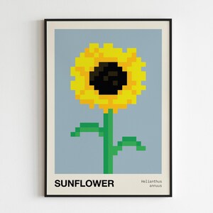 Pixel Sunflower Art Print: Retro 8-bit Flower Home Decor (digital ...