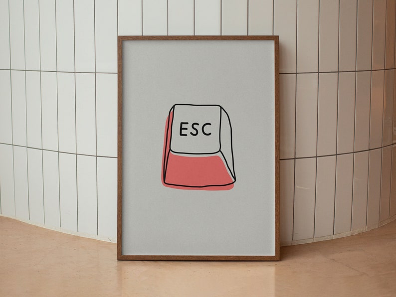 ESC Key Art Print, Vintage Poster, Retro Wall Art, Computer Key ...