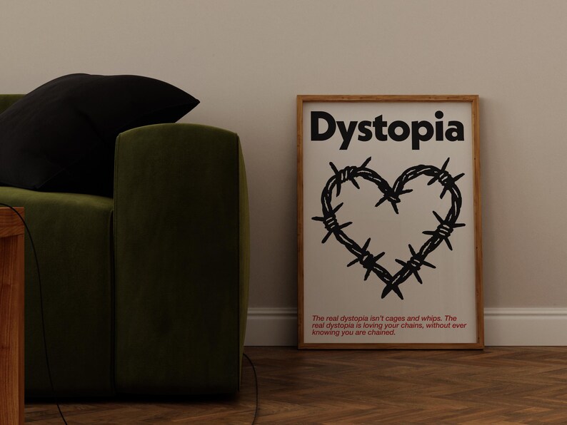 Dystopian Heart Barbed Wire Art Print: Edgy Political Poster - Etsy