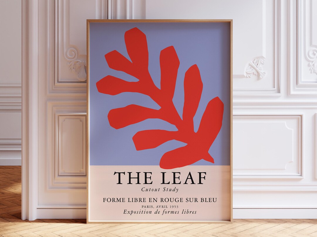 Abstract Red Leaf Print: Mid-century Modern Botanical Wall Art - Etsy
