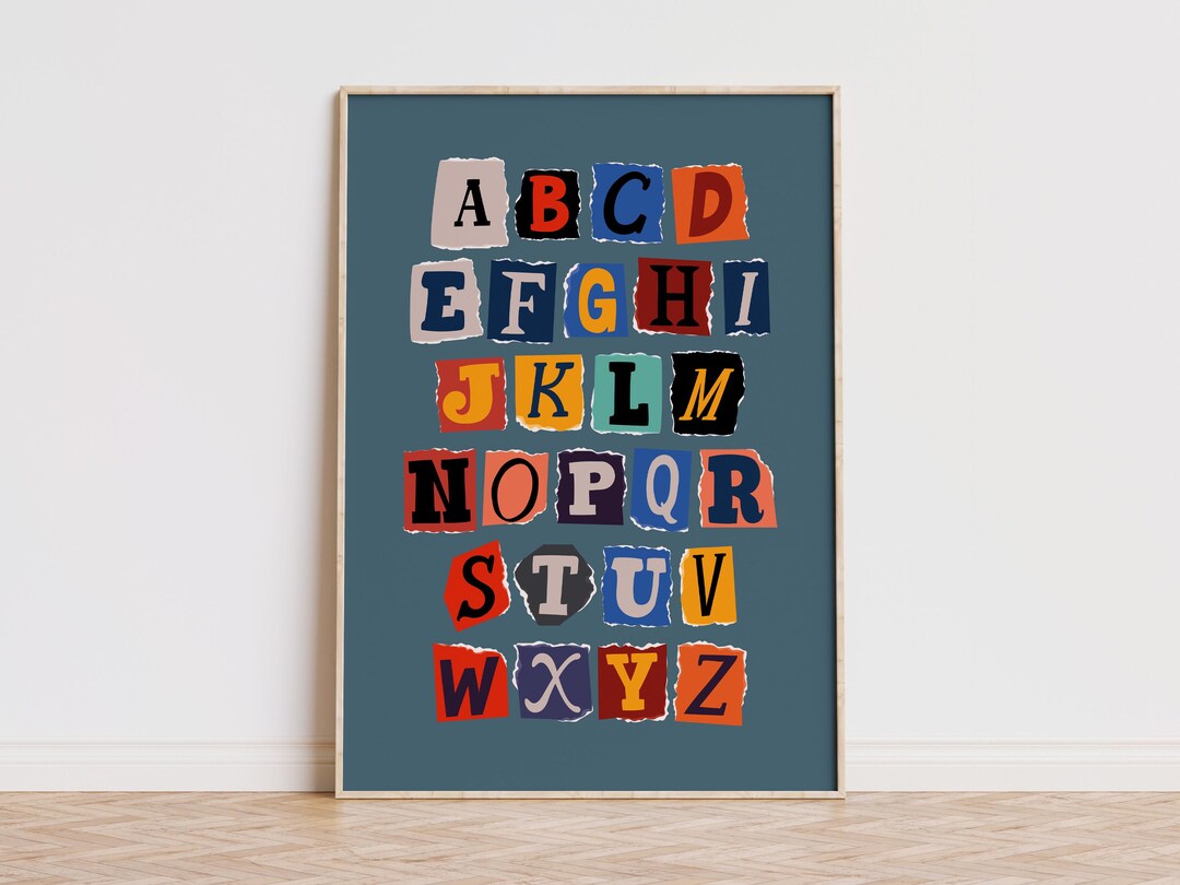 Colorful Alphabet Collage Art Print: Mixed Typography Cutout Letters ...
