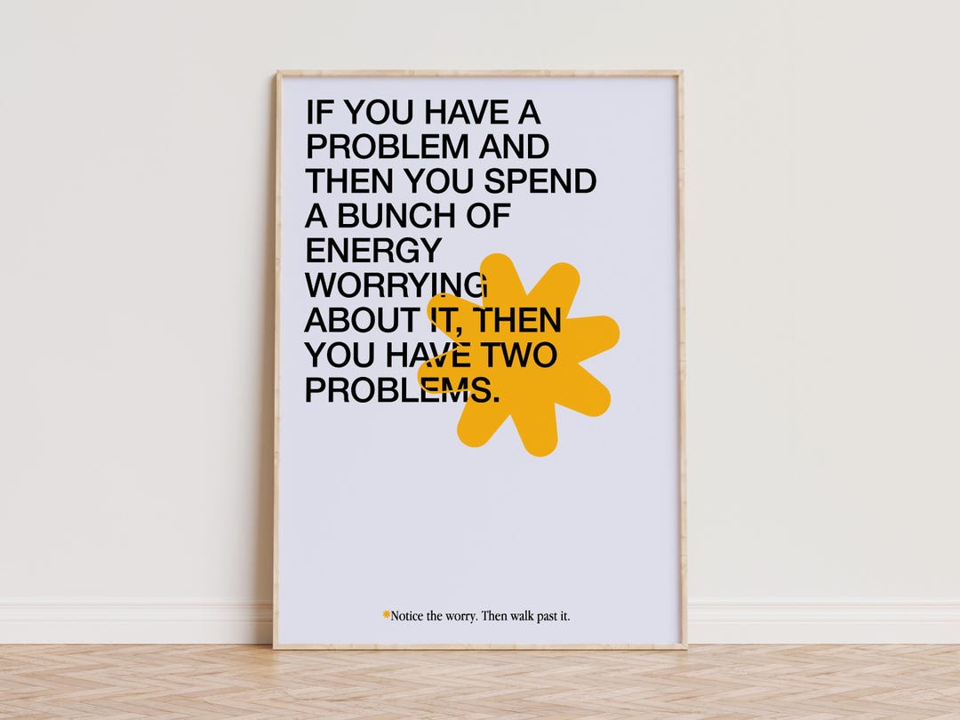 Stop Worrying Motivational Poster, Bold Mental Health Wall Art, Modern ...