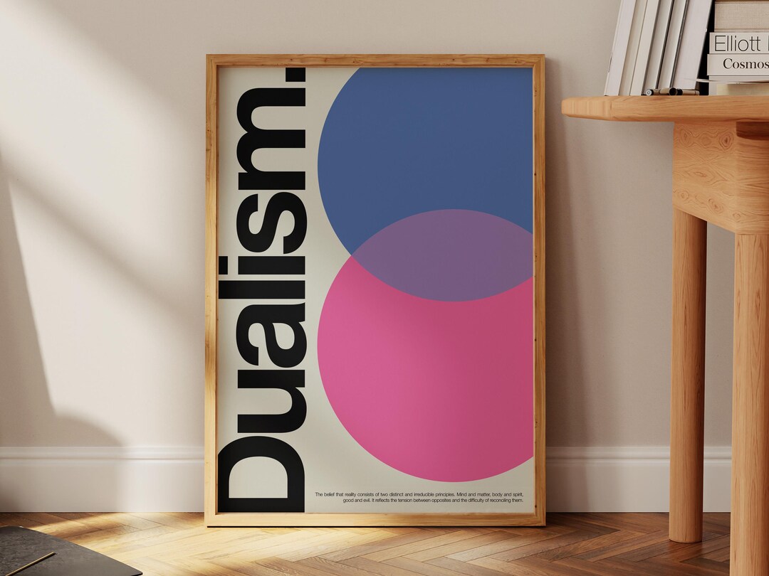 Dualism Print, Abstract Typography Art, Pink and Blue Wall Art (digital ...