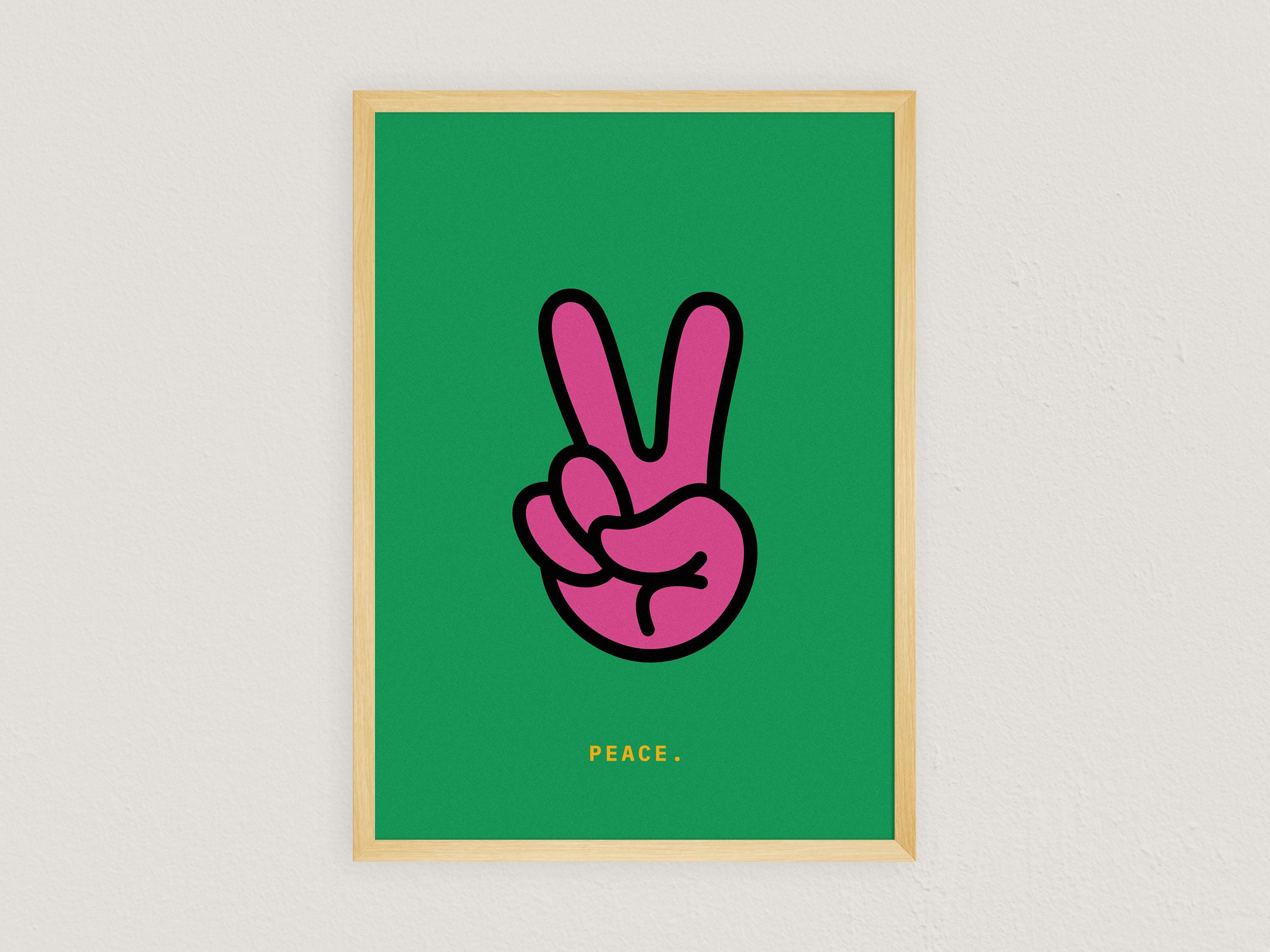 Retro Peace Sign Poster, Pop Art Print, Modern Minimalist Wall Art, 60s ...