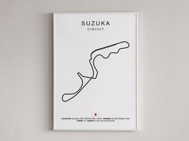 Japanese Race Track Art, Track Map Print, Suzuka Racing Layout, Racing ...