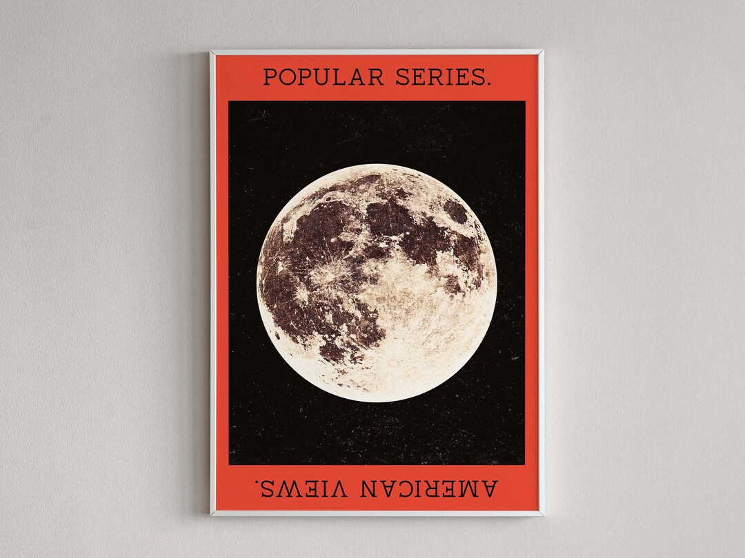 Moon Poster, Vintage Lunar Art, Retro Astronomy Print, Full Moon Wall ...