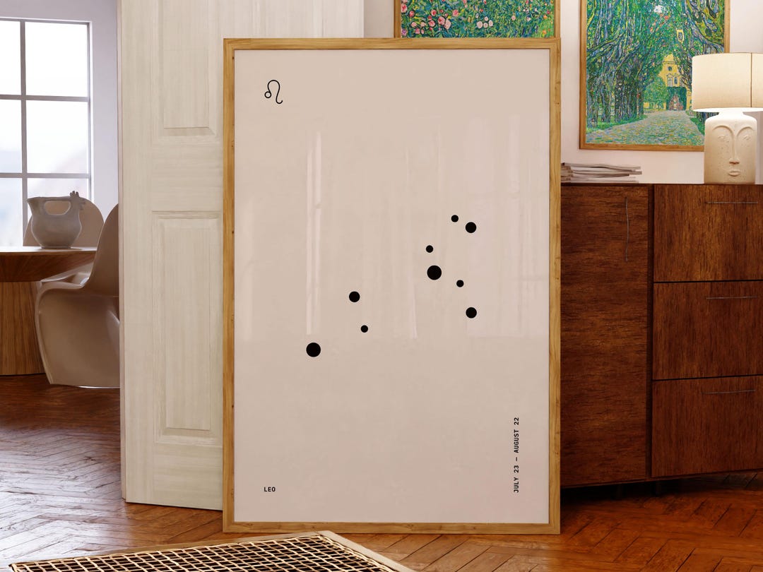 Minimalist Leo Constellation Print, Modern Zodiac Art, Astrological ...