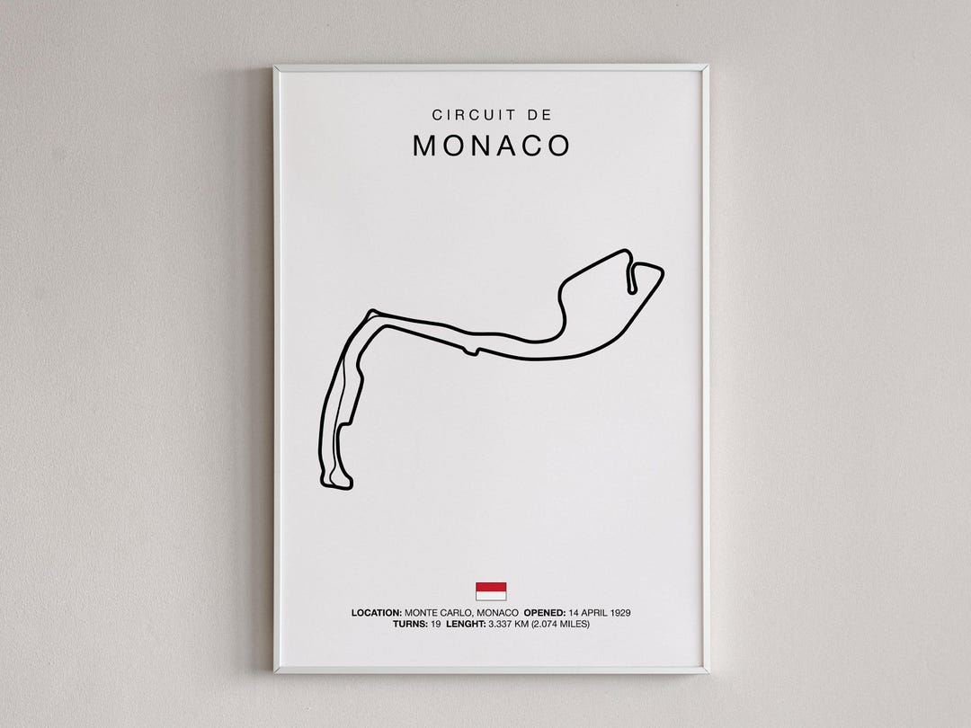 Monaco Race Track Poster, Monte Carlo Art, Motorsport Track ...