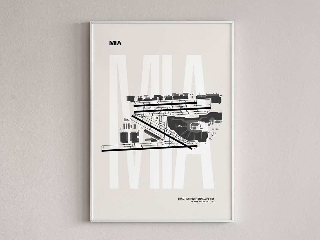 Miami Airport Map, MIA Airport Print, Miami Aviation Art, Airport ...