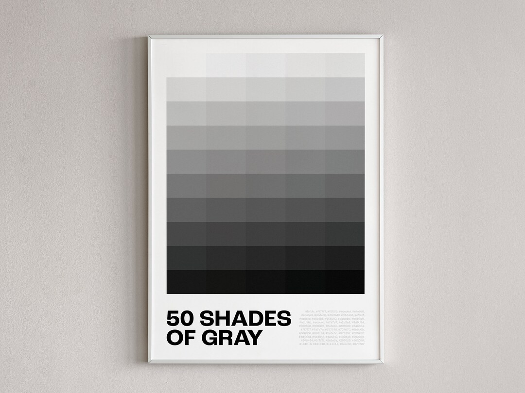 Gray Poster, Color Chart Art, Minimalist Gray Scale Print, Gray ...